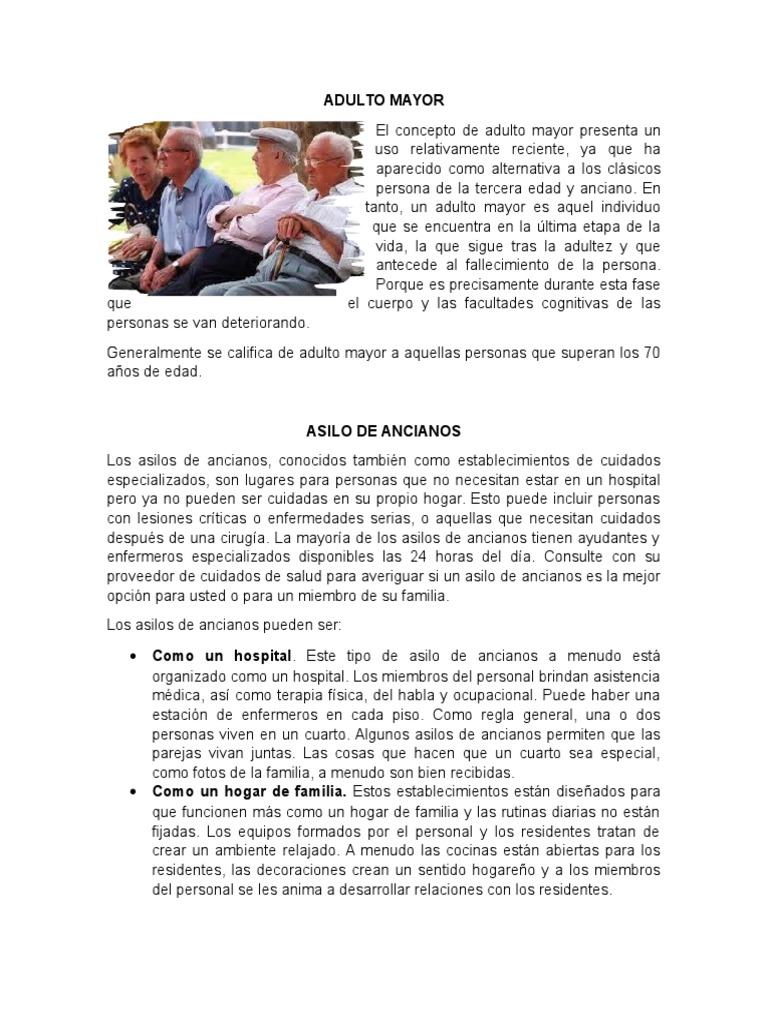 Adulto Mayor y Asilos | PDF | Vejez | Adultos