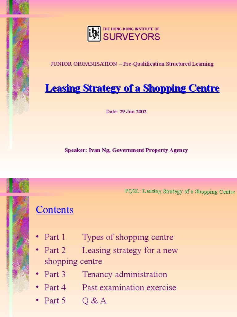 Leasing Strategy of A Shopping Centre | PDF | Lease | Leasehold Estate