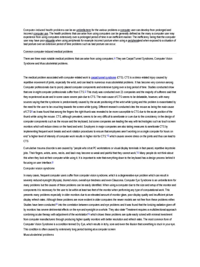 Computer-Related Health Issues: Causes, Common Ailments, and Potential ...