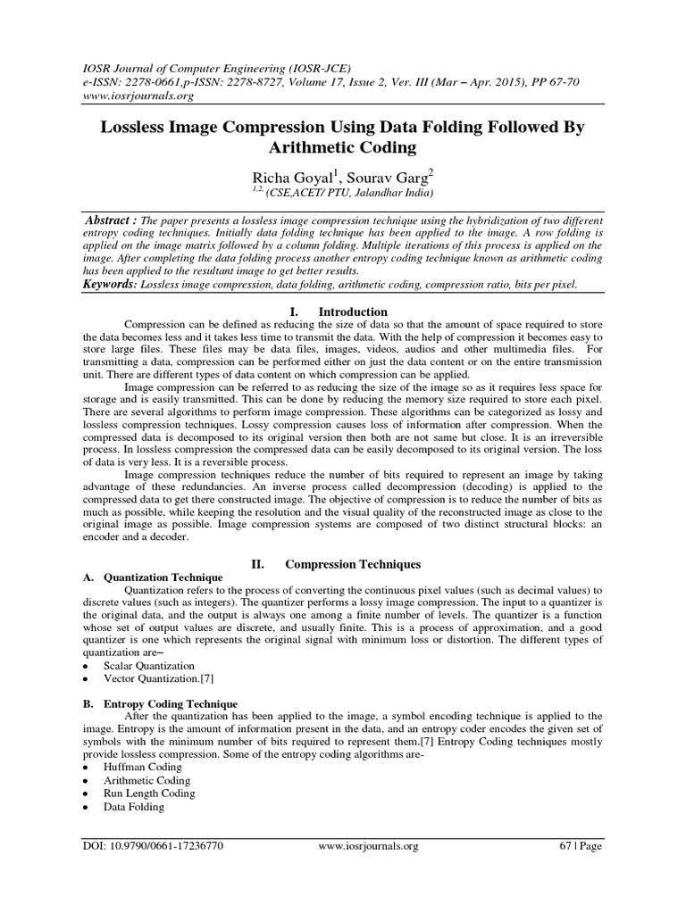 Lossless Image Compression Using Data Folding Followed by Arithmetic ... Lossless Image Compression Using Data Folding Followed by Arithmetic ...