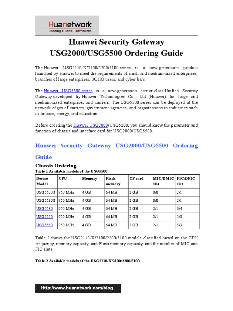 USG2000/USG5500 Ordering Guide | PDF | Telecommunications Equipment ...