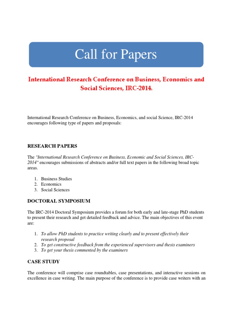 Call For Papers | PDF | Strategic Management | Marketing