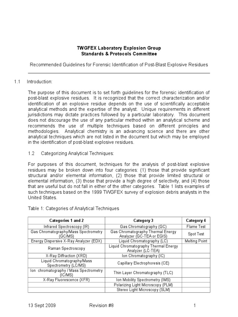 Forensic Guidelines for Identifying Post-Blast Explosive Residues | PDF ...