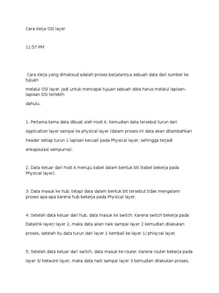 Cara Kerja OSI Layer | PDF
