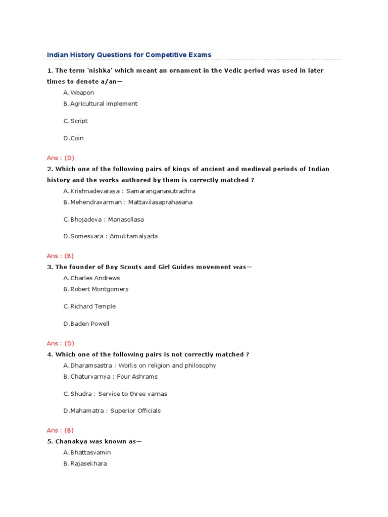Indian History Questions and Answers: A Comprehensive Review of Key ...