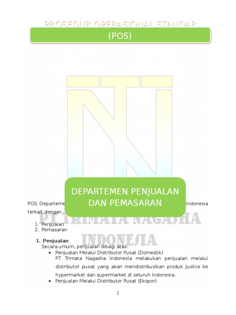 SOP Pemasaran Dan Penjualan R2 Rev BARU | PDF