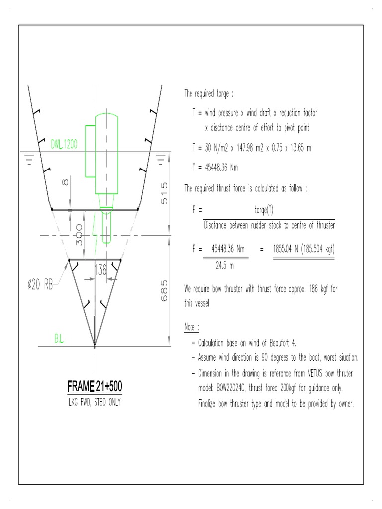 Prelim. Bow Thruster - Calculation | PDF