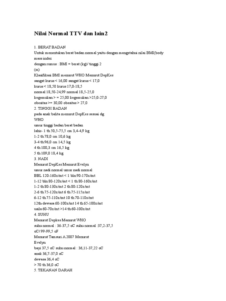 Nilai Normal TTV | PDF