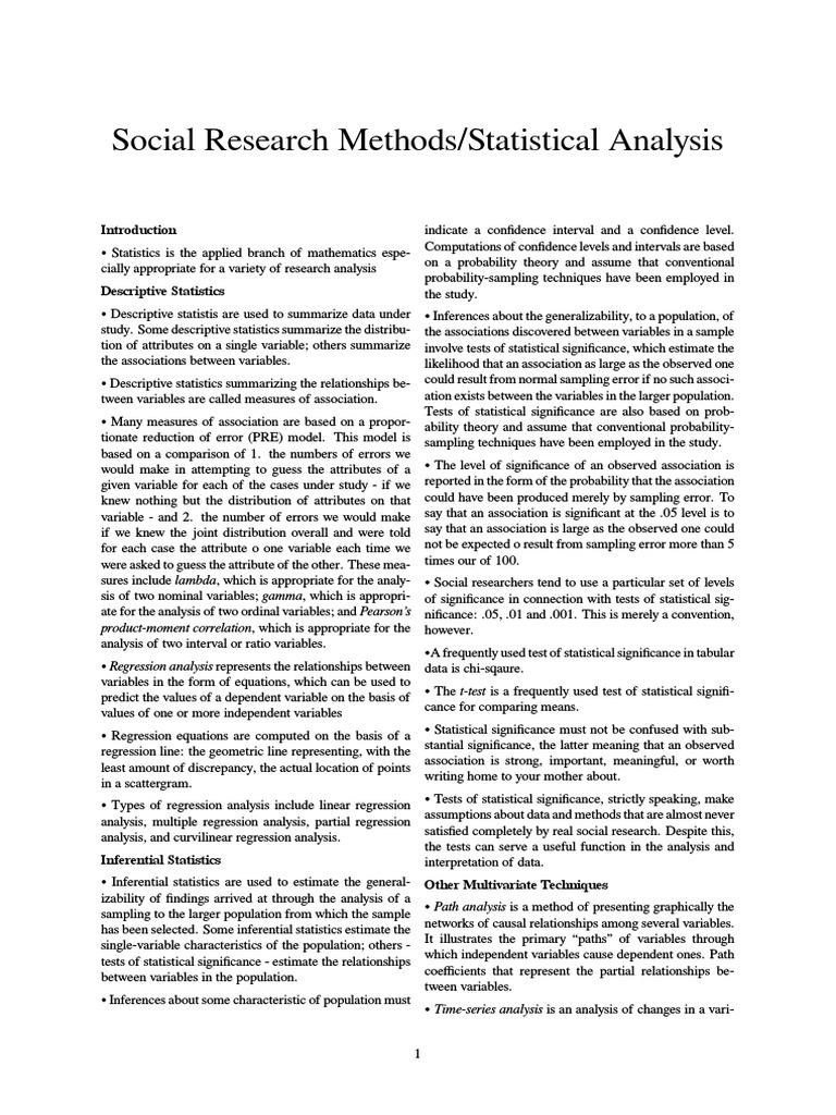 Social Research Methods - Statistical Analysis | PDF | Statistics ...