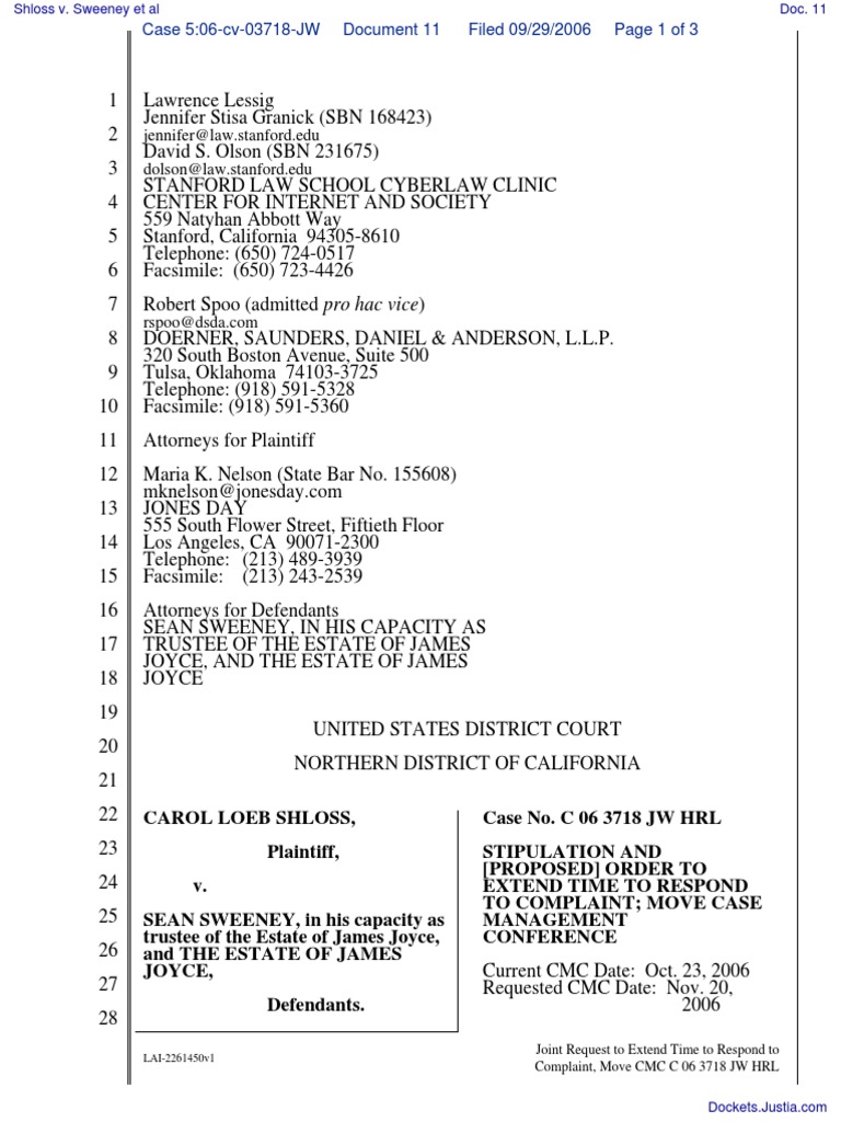 Shloss v. Sweeney Et Al - Document No. 11 | PDF