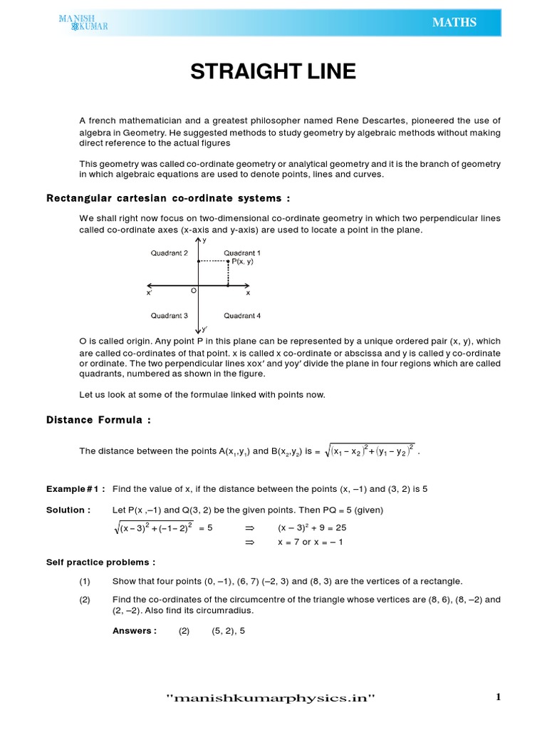 Analytical Geometry of Straight Lines | PDF | Line (Geometry ...
