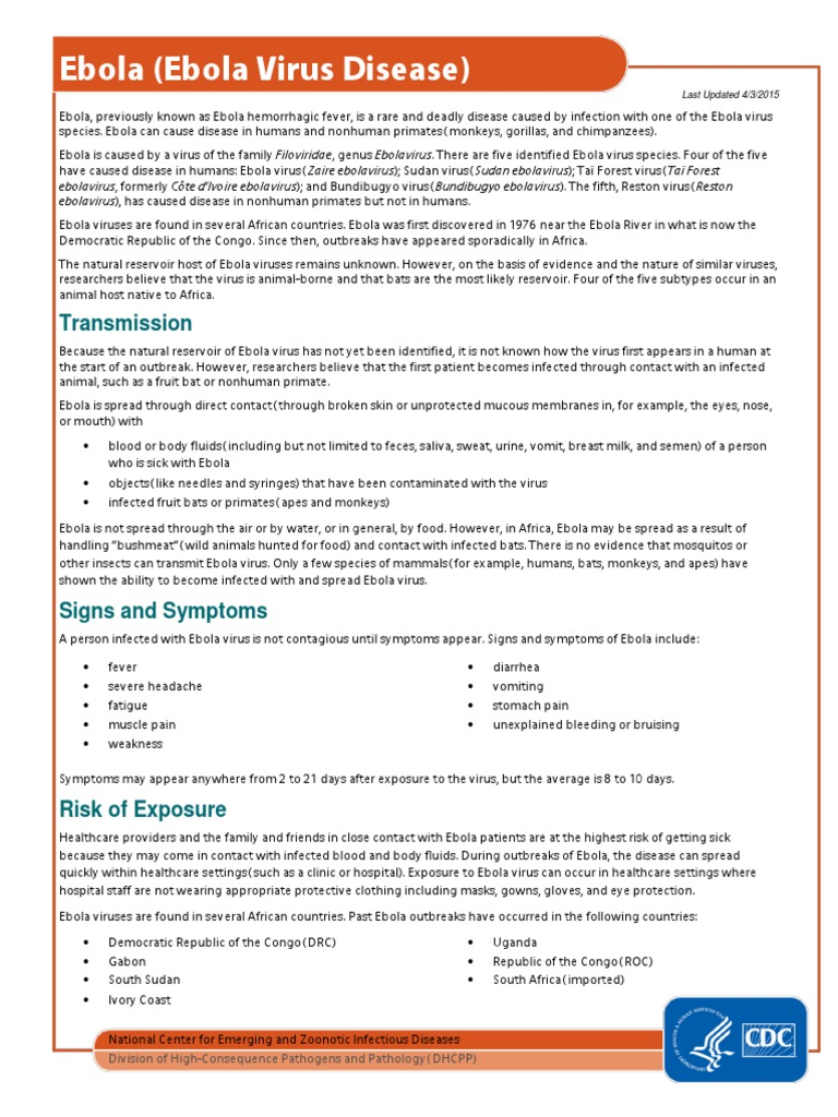 Ebola (Ebola Virus Disease) : Transmission | PDF | Ebola Virus Disease ...