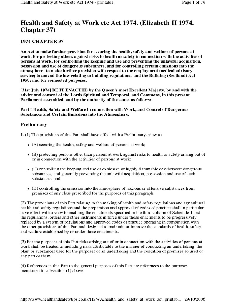 Health and Safety at Work Etc Act 1974 | PDF | Social Science | Law