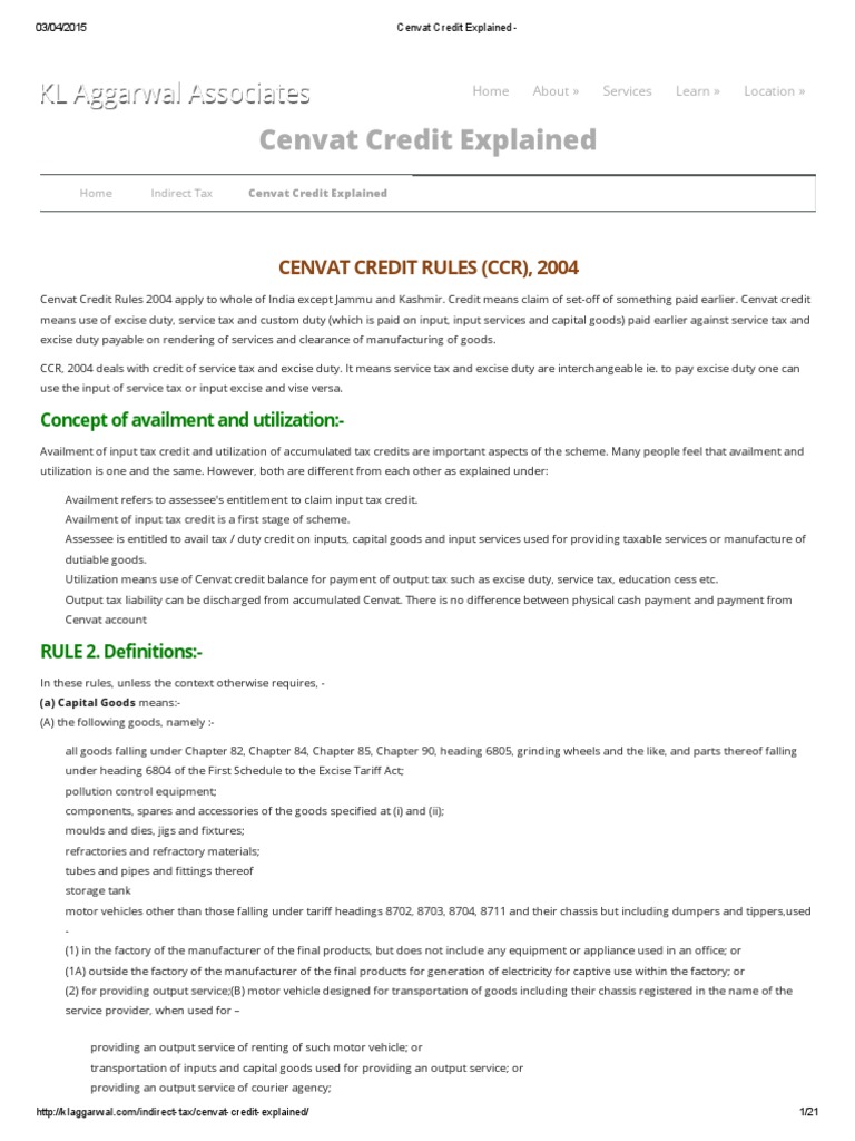 Cenvat Credit Explained | PDF | Tax Refund | Taxes