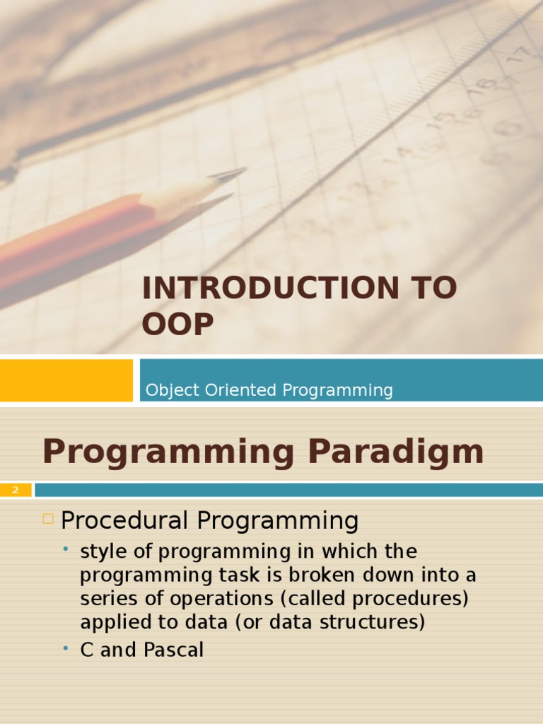 An Introduction To Object Oriented Programming Concepts Classes