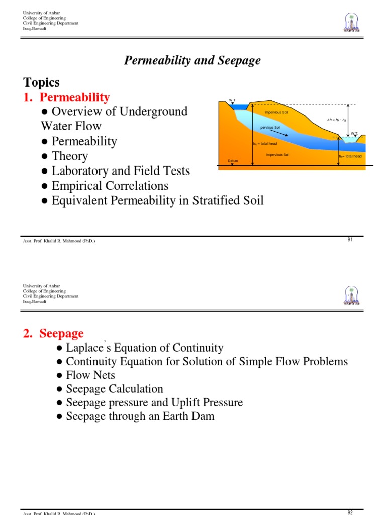 4- Permeability and Seepage | Soil Mechanics | Permeability (Earth Sciences)