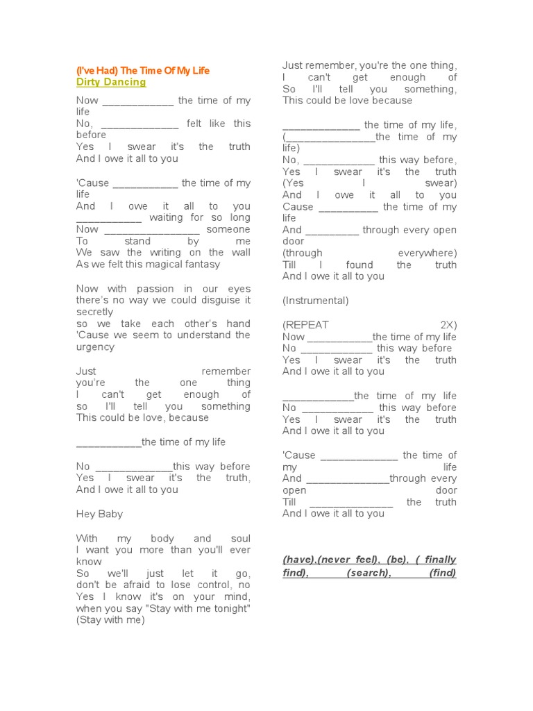 Dirty Dancing Lyrics Analysis | PDF | Art
