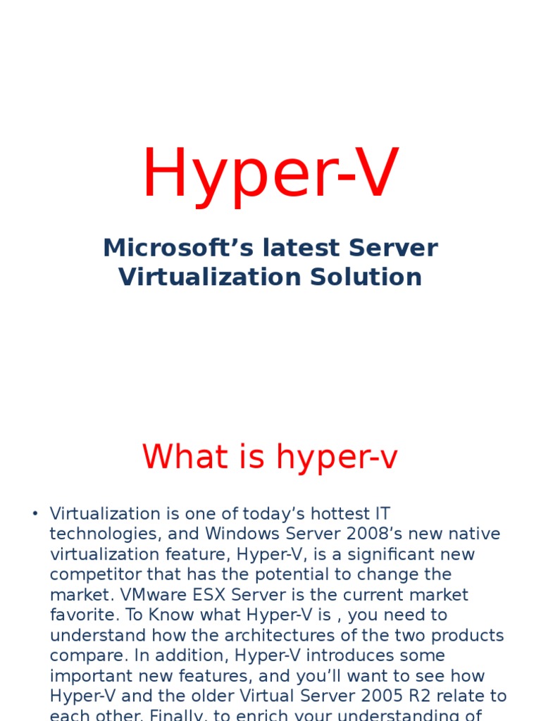 Understanding Microsoft Hyper-V 2008 | PDF | Hyper V | Virtual Machine