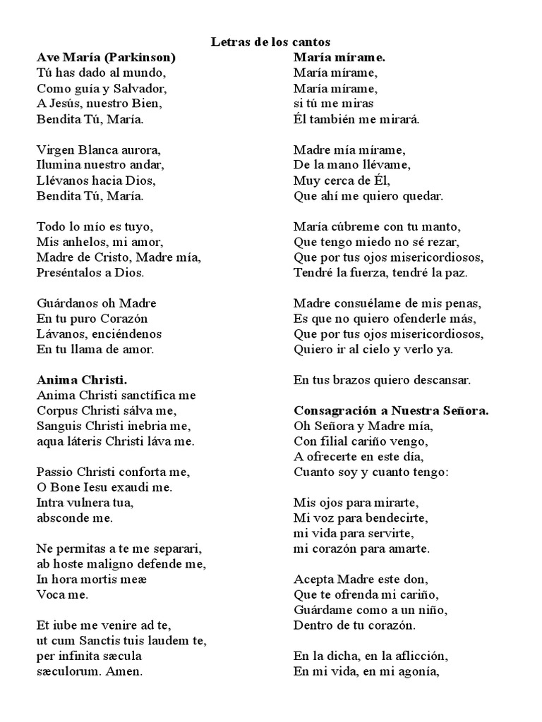 Letras de Cantos | PDF | Cristo (título) | Oración