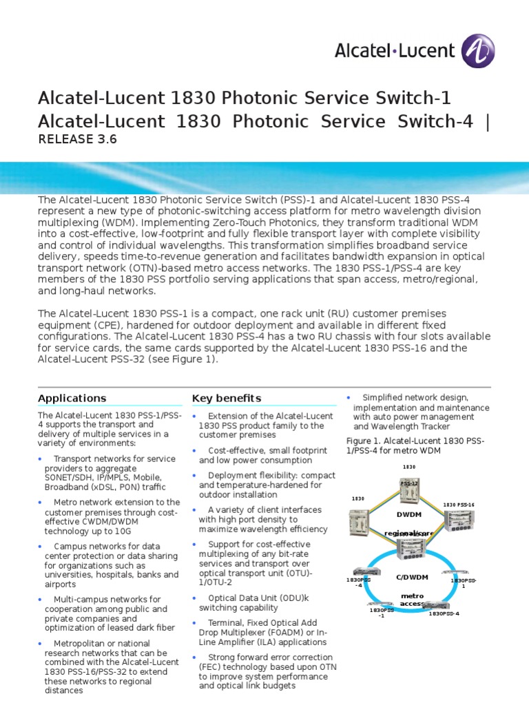 1830 PSS-14 R3.6 Photonic Service Switch DS 20120330 | PDF | Wavelength ...