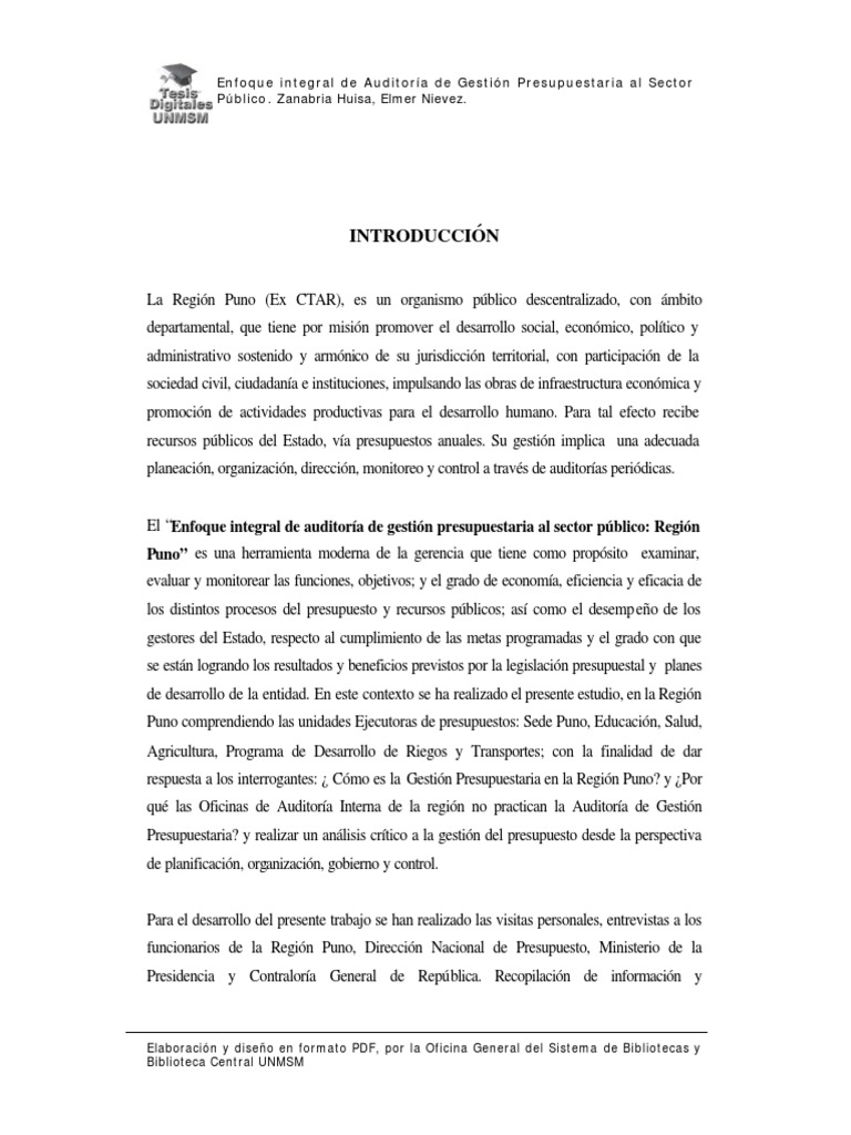 Enfoque Integral De Auditoria De Gestion Pdf Presupuesto
