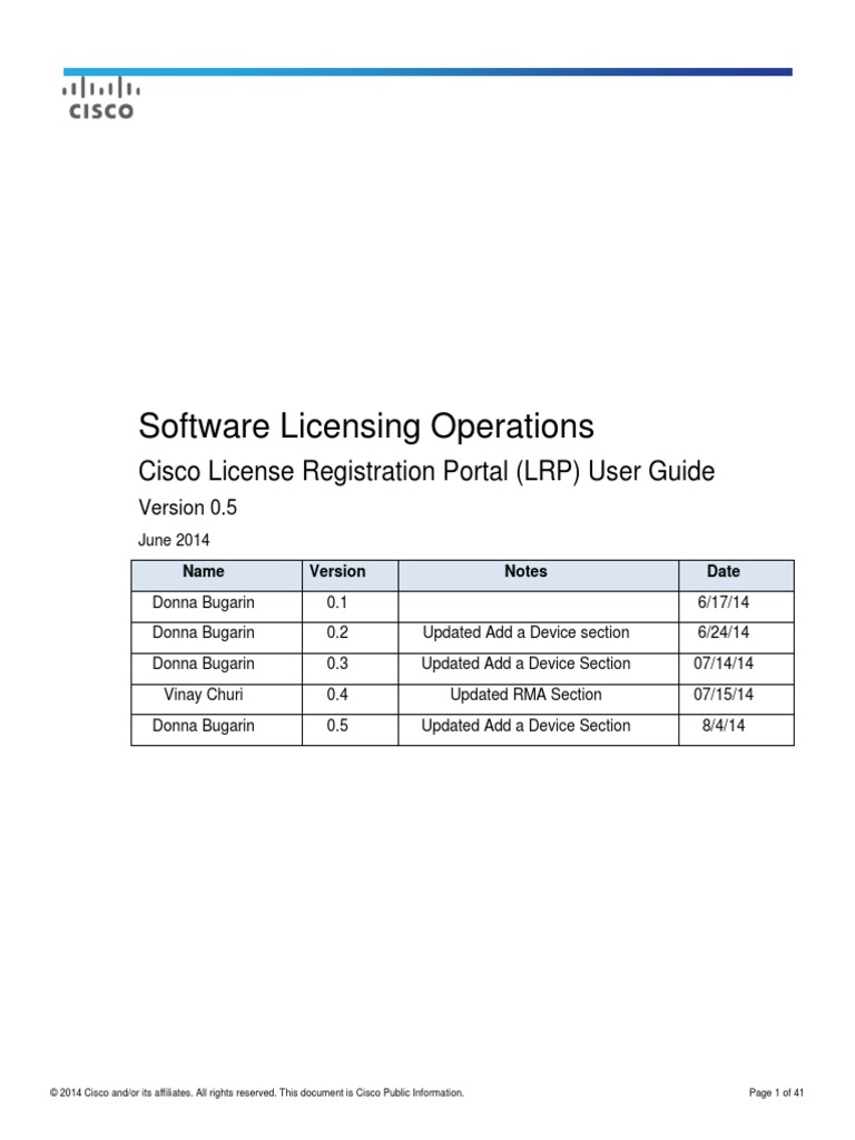 Licensing Portal User Guide | PDF | Cisco Systems | Tab (Gui)