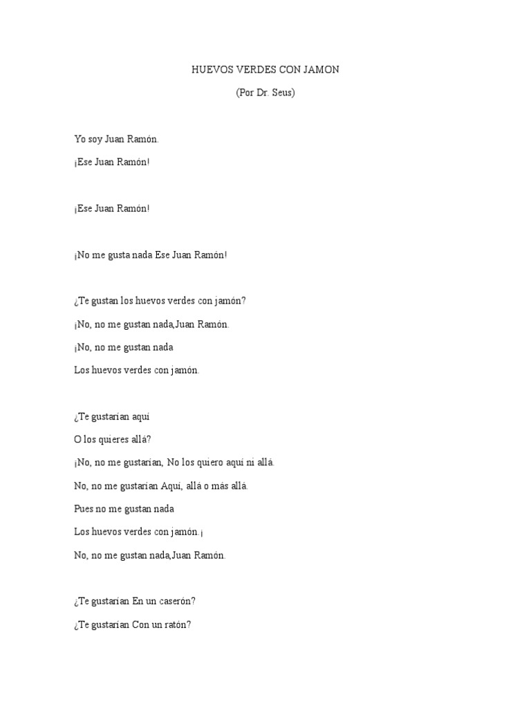 Huevos Verdes Con Jamon | PDF