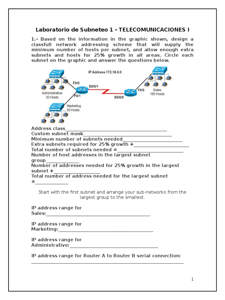 Laboratorio de Subneteo&VLSM | PDF | Ip Address | Router (Computing)