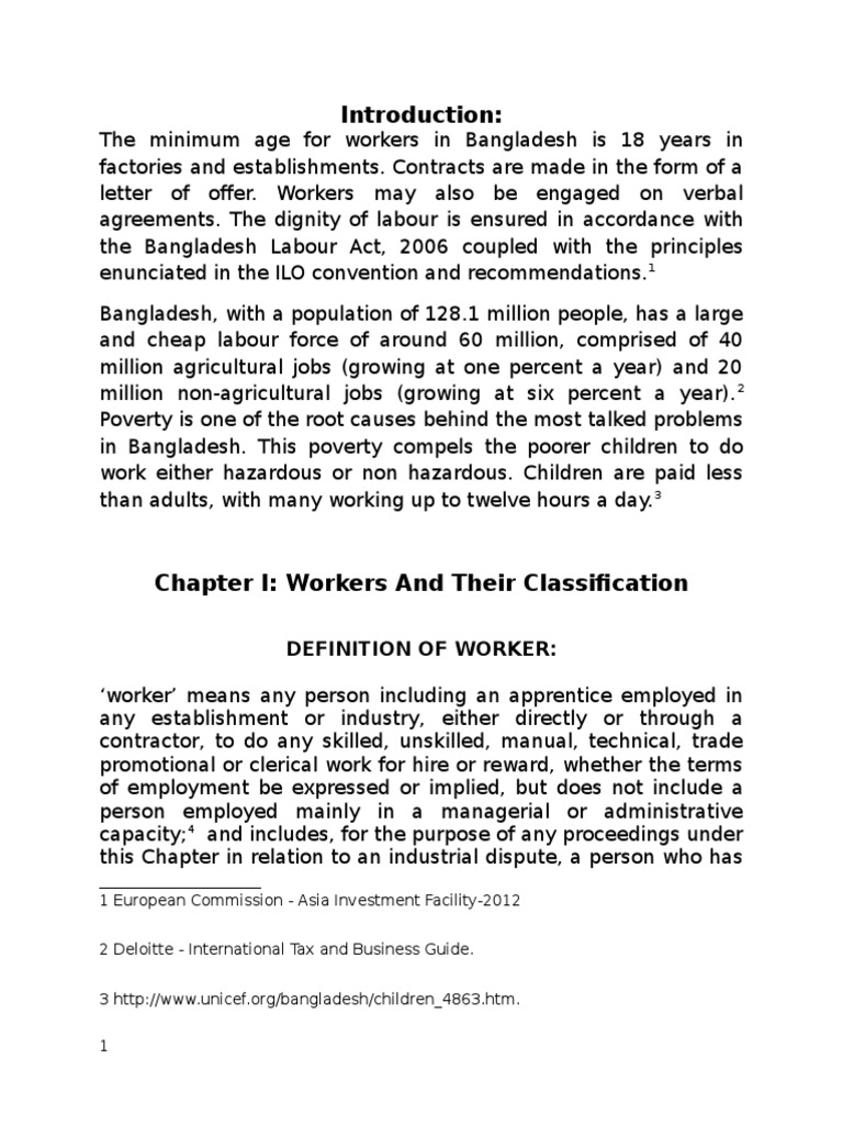 An Overview of Classification of Workers and Age of Employment Under ...