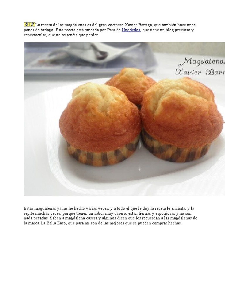 Receta Magdalenas | Panes | Alimentos