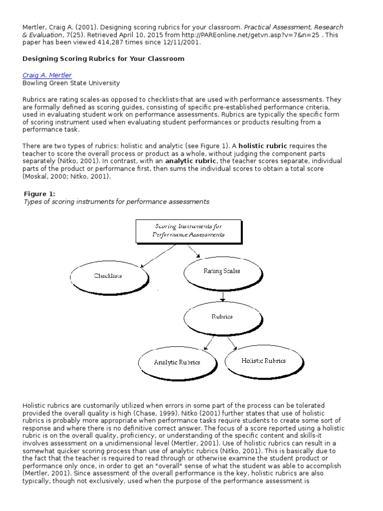 Designing Scoring Rubrics For Your Classroom | PDF | Rubric (Academic ...