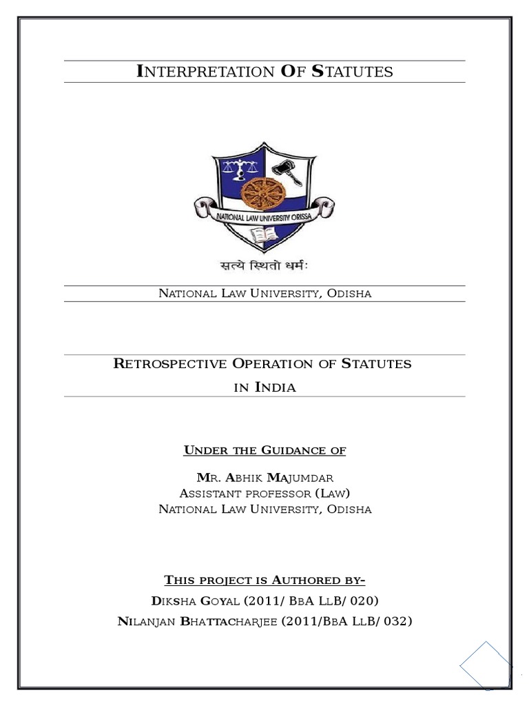 Retrospective Operations of Statutes in India | PDF | Ex Post Facto Law ...