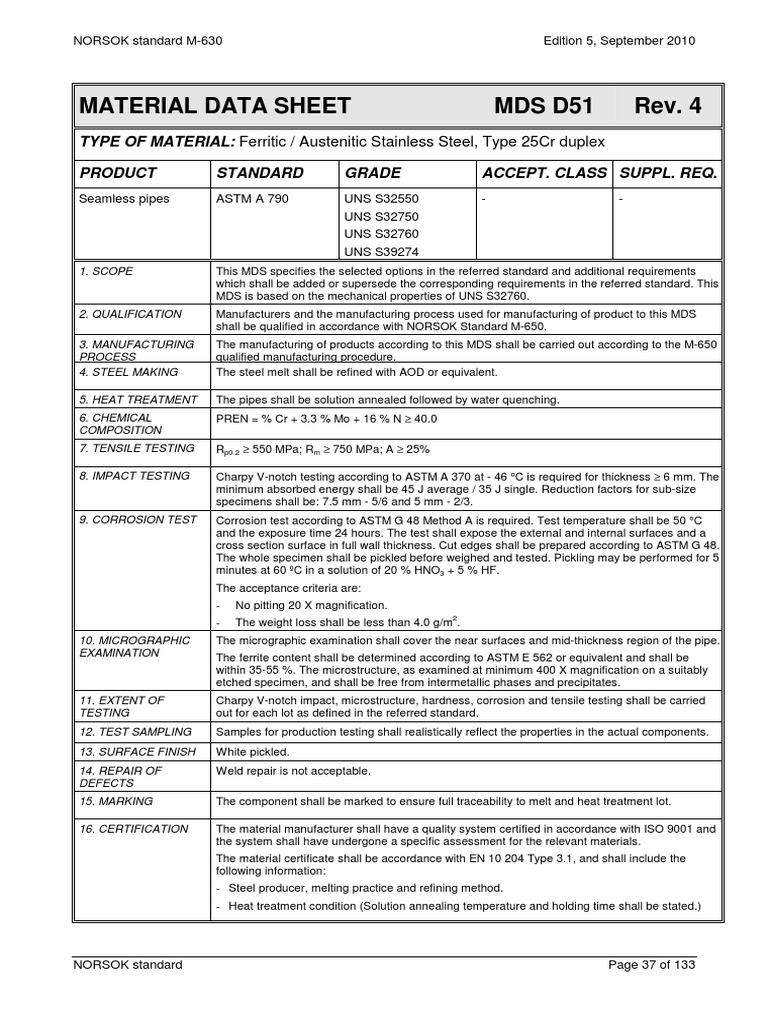 Norsok MDS 51 | Heat Treating | Microstructure
