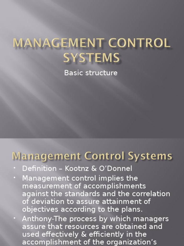 Management Control Systems | PDF | Financial Audit | Audit
