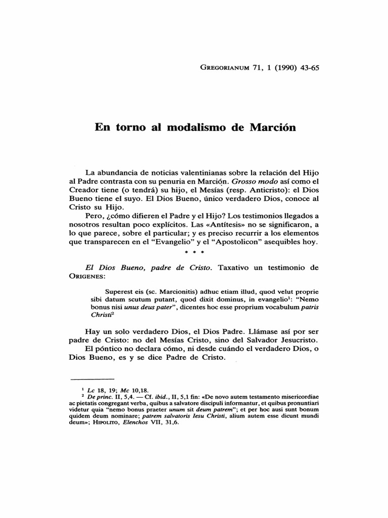 Modalismo y Marción: Relación Padre-Hijo | PDF | Ireneo | La ...