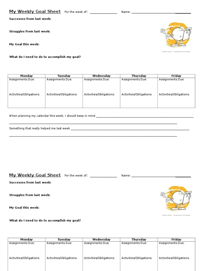 Weekly Goal Sheet | PDF