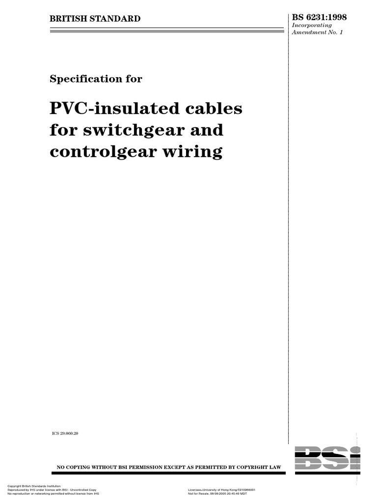 BS 6231 PDF | PDF | Electrical Wiring | Cable