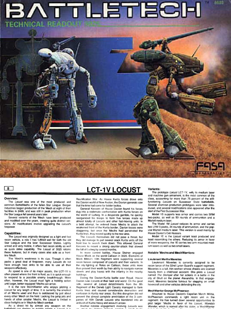 8603 BattleTech - Technical Readout 3025 (Original) PDF | PDF