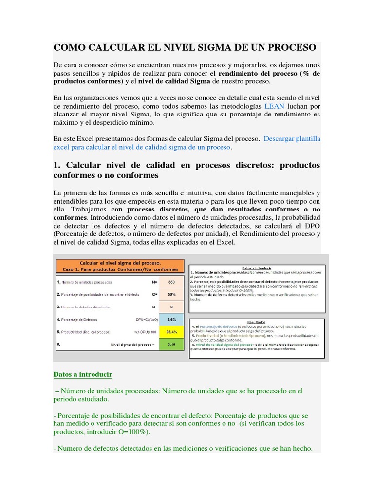 Como Calcular El Nivel Sigma de Un Proceso | Desviación Estándar ...