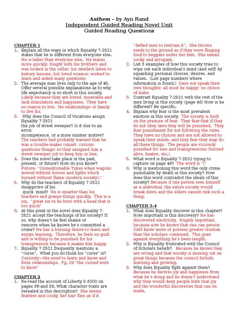 Guided Reading Questions-ANSWERS | PDF | Feeling | Prometheus