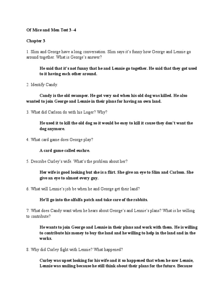 Of Mice and Men Test | PDF