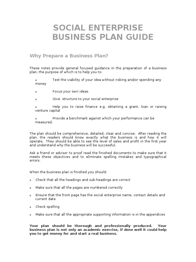 Social Enterprise Business Plan Guide | PDF | Social Enterprise | Business
