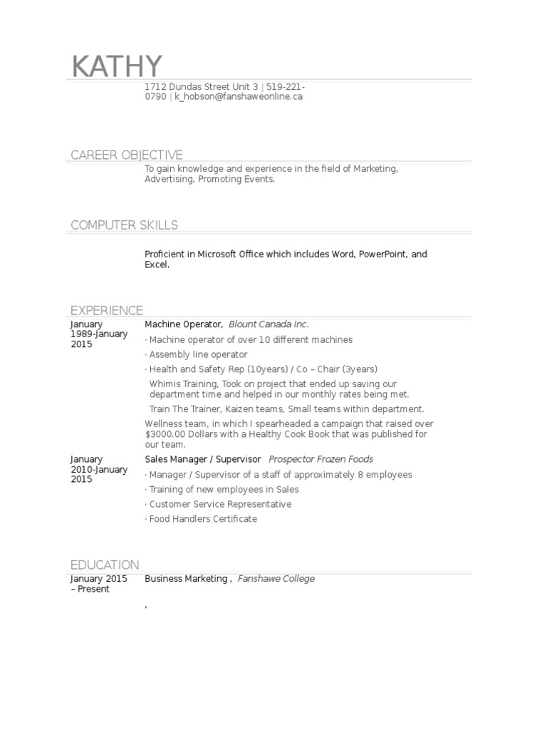 Kathy Resume 1 | PDF