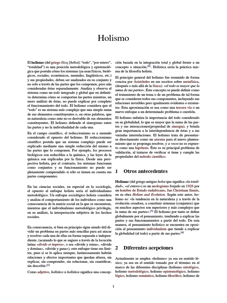 Holismo | PDF | Holismo | Teorías filosóficas