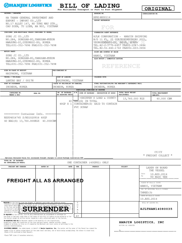 logistics | Cargo | Bill Of Lading