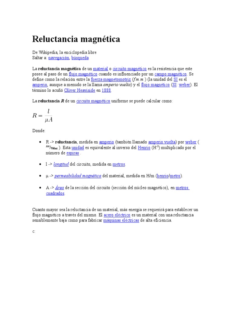 Reluctancia Magnética | PDF