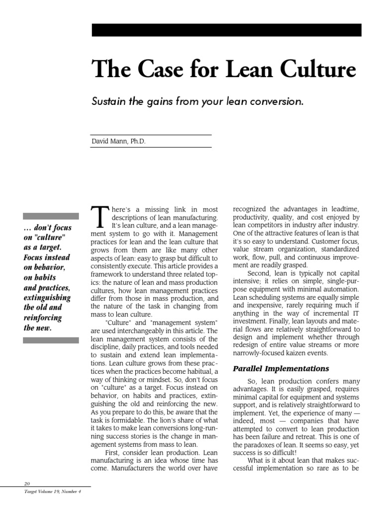 Lean Culture | PDF | Lean Manufacturing | Habits