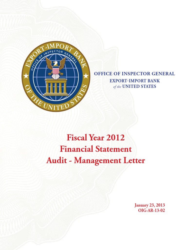 Fiscal Year 2012 Financial Statement Audit - Management Letter | PDF ...