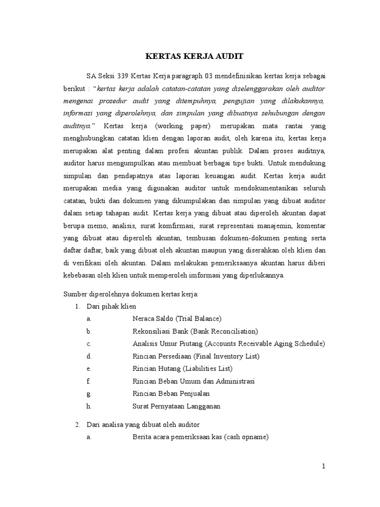 Kertas Kerja Audit | PDF