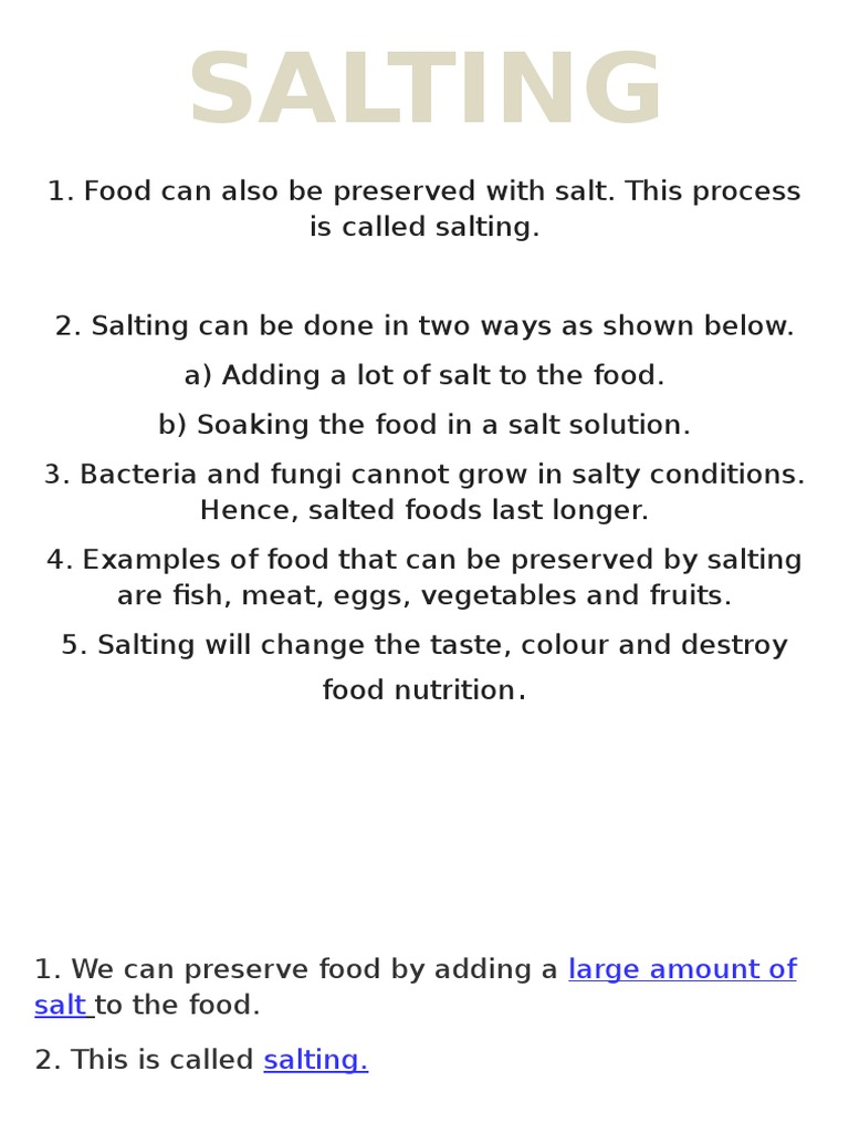 salting | Food Preservation | Sodium Chloride | Free 30-day Trial | Scribd